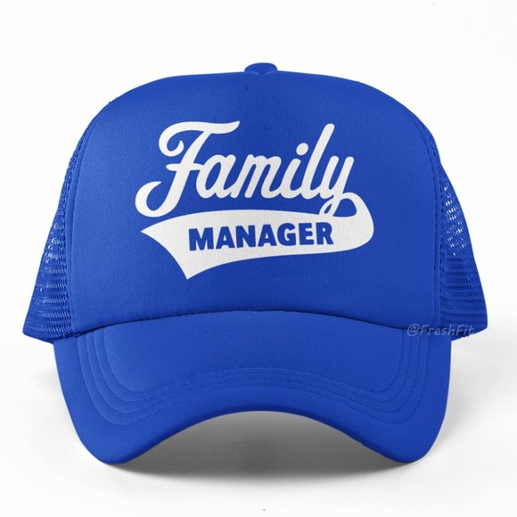 Accessories | Family Manager Baseball Script Blue Foam Trucker Hat Mesh ...